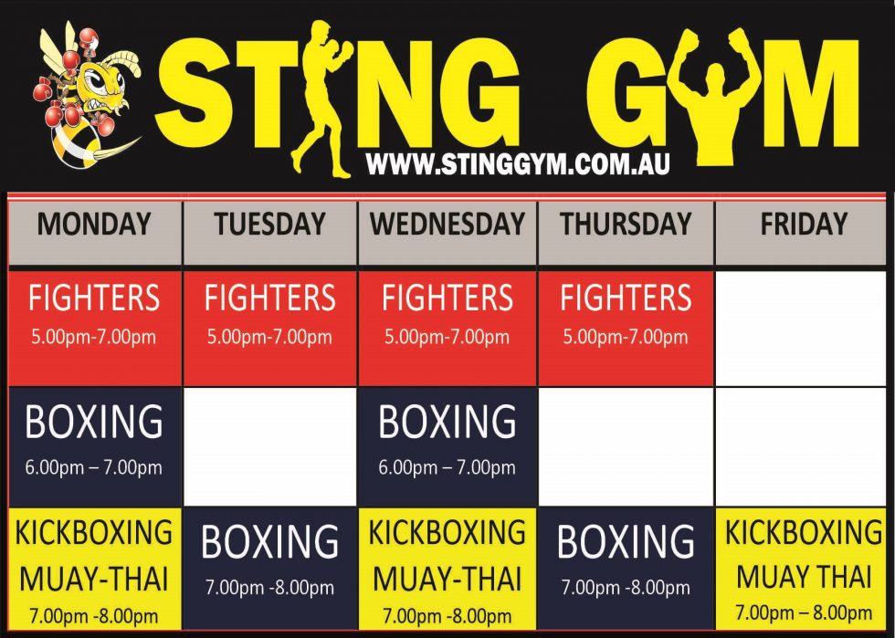 Schedule | Sting Gym